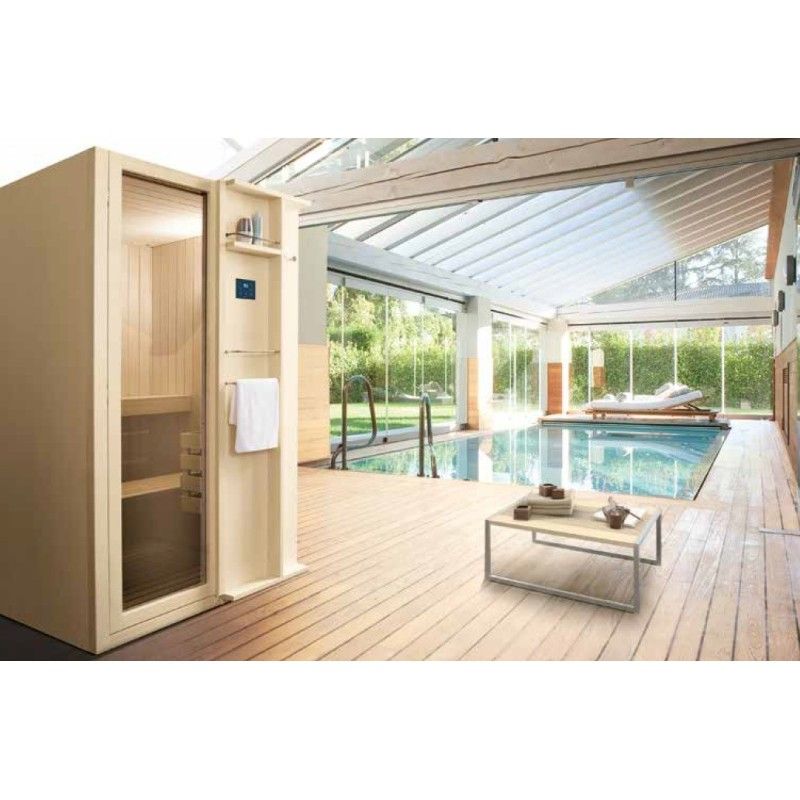 KYRA Sauna 120x120xH.204 Angle / Wall/Niche ABETE - Hafro - Geromin