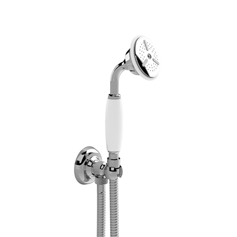 Flexible hand shower with wall hook and water connection - Chrome